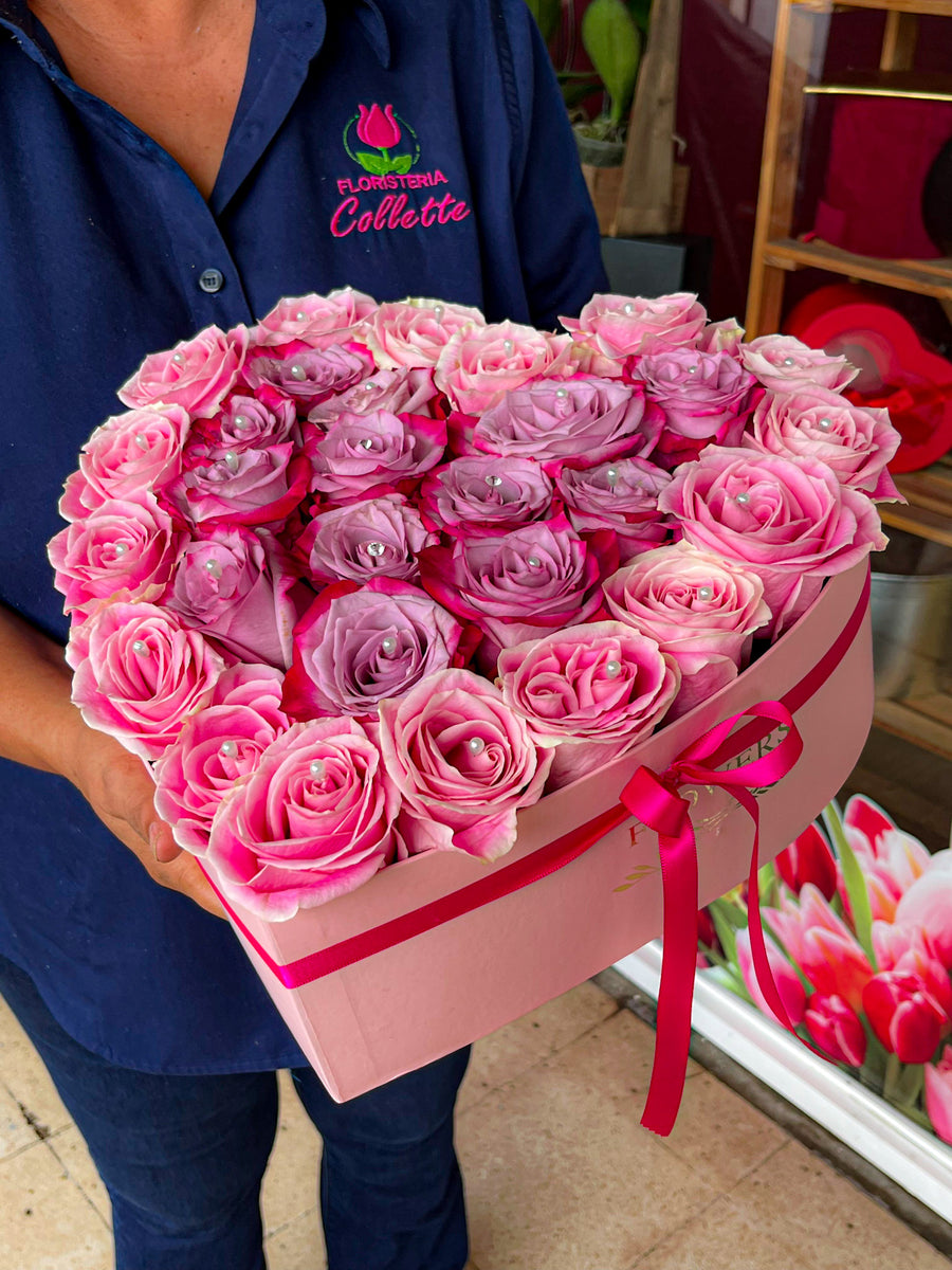 Corazón doble rosado – floristeria collette